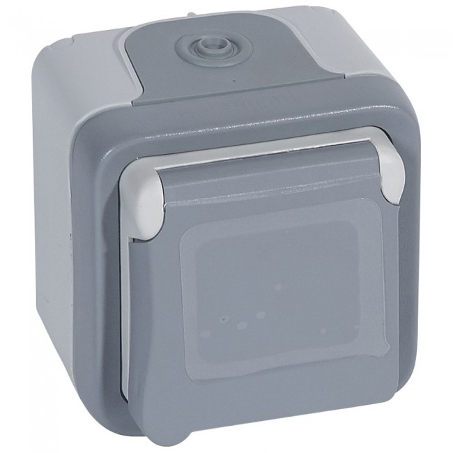 OLD/PRISE x1 (Legrand Plexo) 2P+T/13A, UK IP55, gris saillie | Unicat